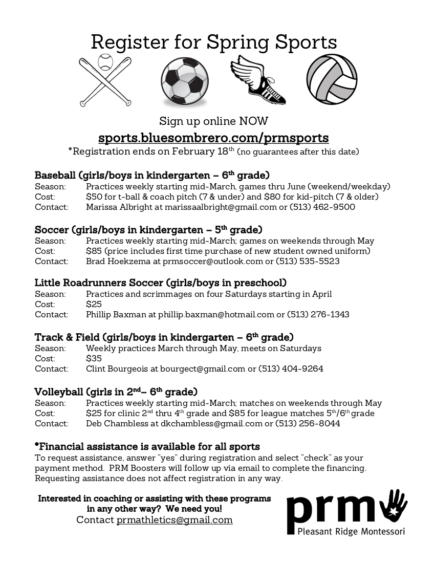 Register Now for Spring Sports